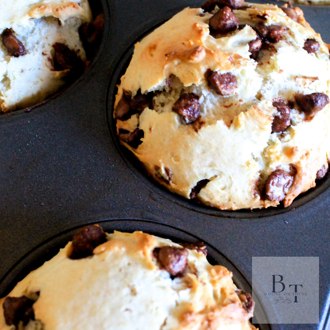 Jumbo Chocolate Chip Muffins Made With Honey - Baking on Thyme