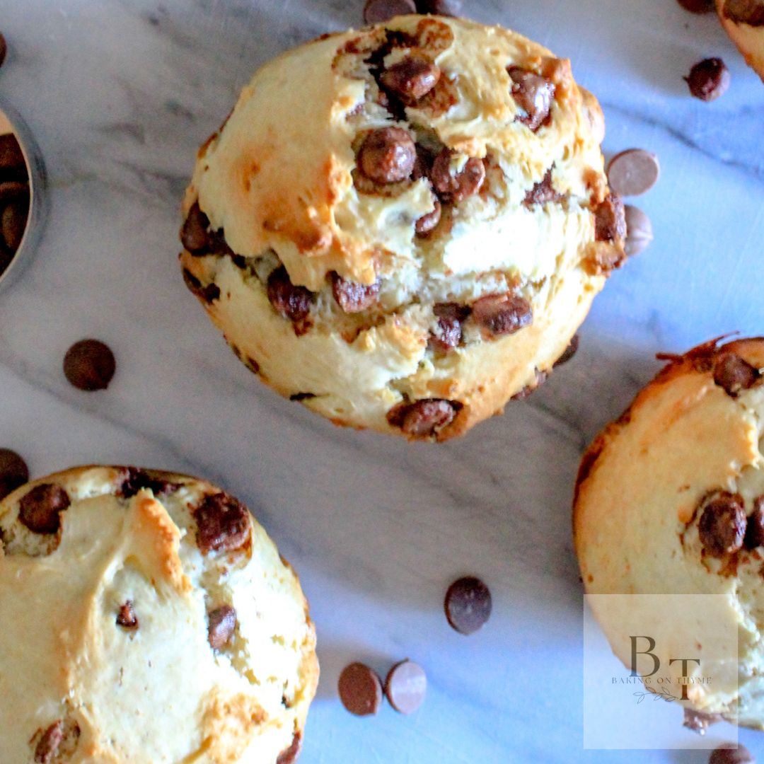 Jumbo Chocolate Chip Muffins Made With Honey - Baking on Thyme
